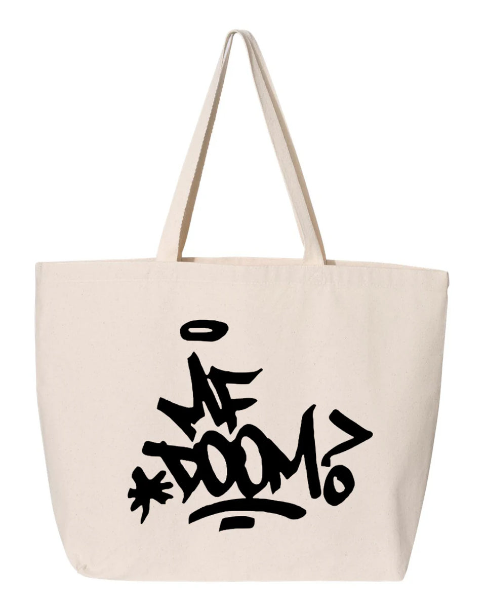 MF Doom Jumbo Tote Bag - Black And White Tag On White Tote – Beat ...